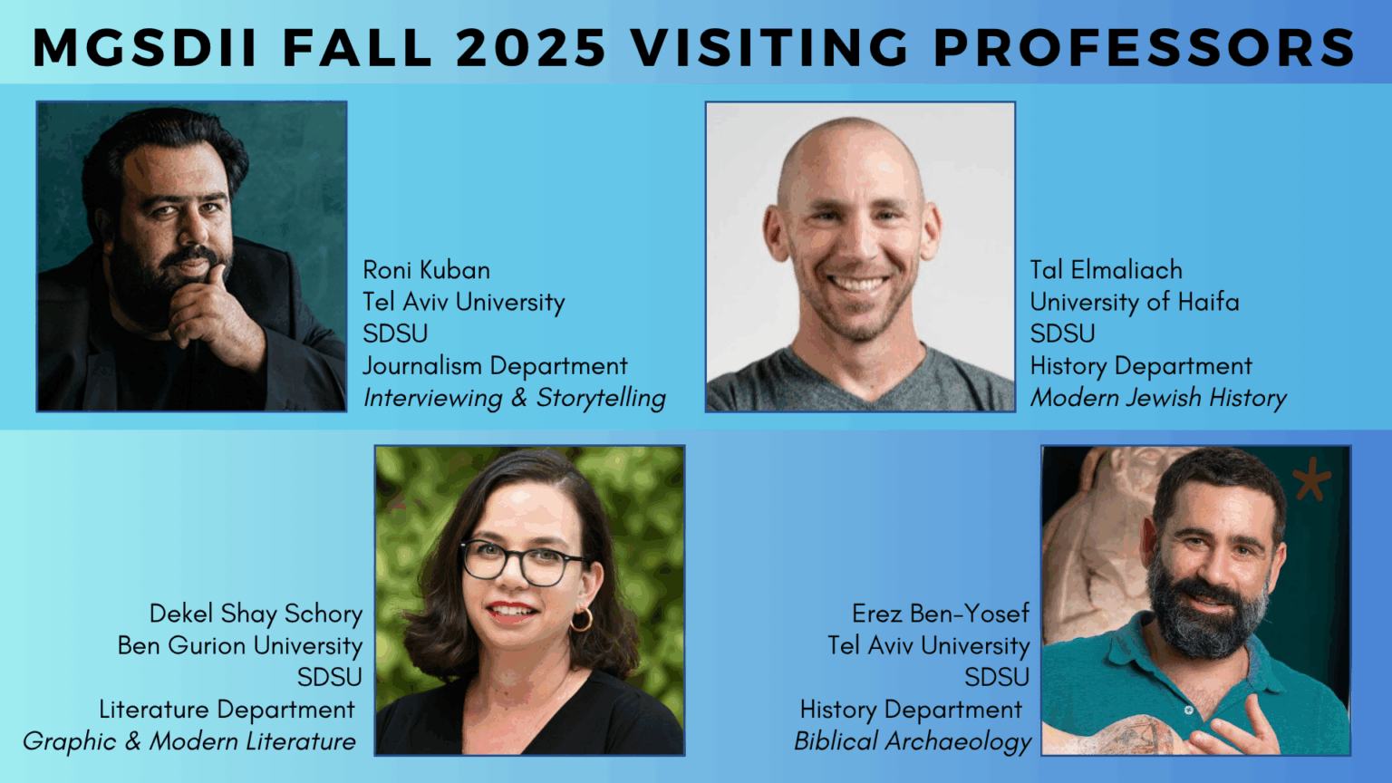 Salon Series Welcome Reception for Fall 2025 Visiting Israeli Professors | The Murray Galinson ...